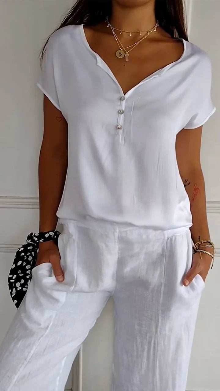 V-neck Smooth Short-sleeved T-shirt (Buy 2 Free Shipping ...