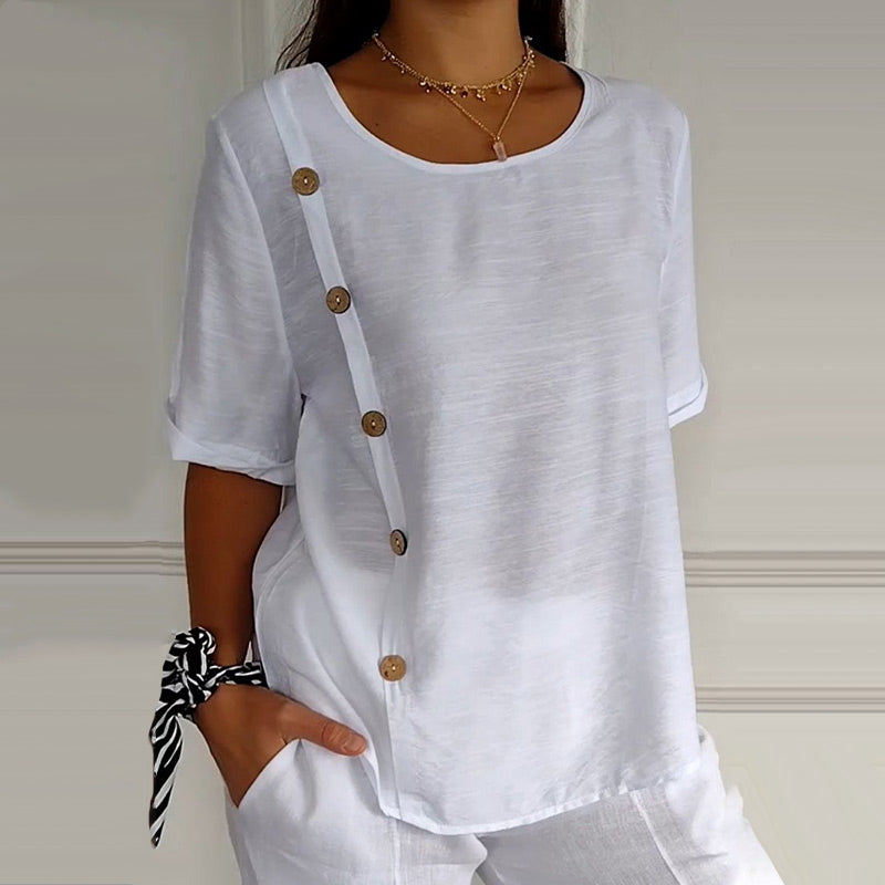 🔥Hot Sale 49% OFF💝Women's Crew Neck Side Button Blouse – ourhomemarket.com