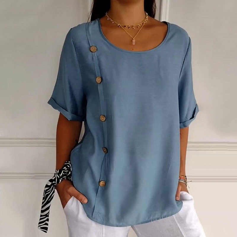 🔥Hot Sale 49% OFF💝Women's Crew Neck Side Button Blouse – ourhomemarket.com
